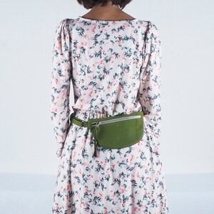 Green Small Fanny Pack for Women, Minimal Leather Belt Bag, Leather Hip ...