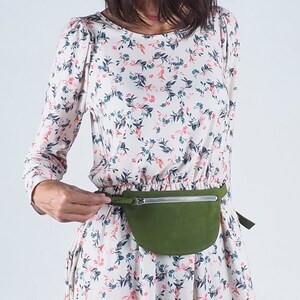 Green Small Fanny Pack for Women, Minimal Leather Belt Bag, Leather Hip ...