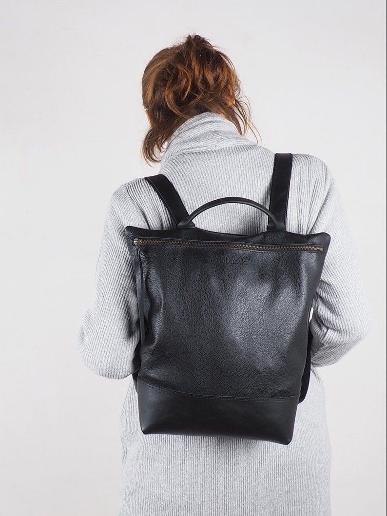 Black Leather Backpack Purse Women, Laptop Backpack, Zipper Backpack ...