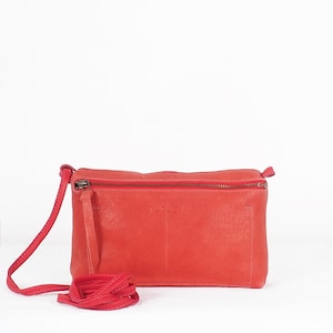 Small Red Leather Crossbody Bag, Minimalist Small Purse, Handmade Small ...