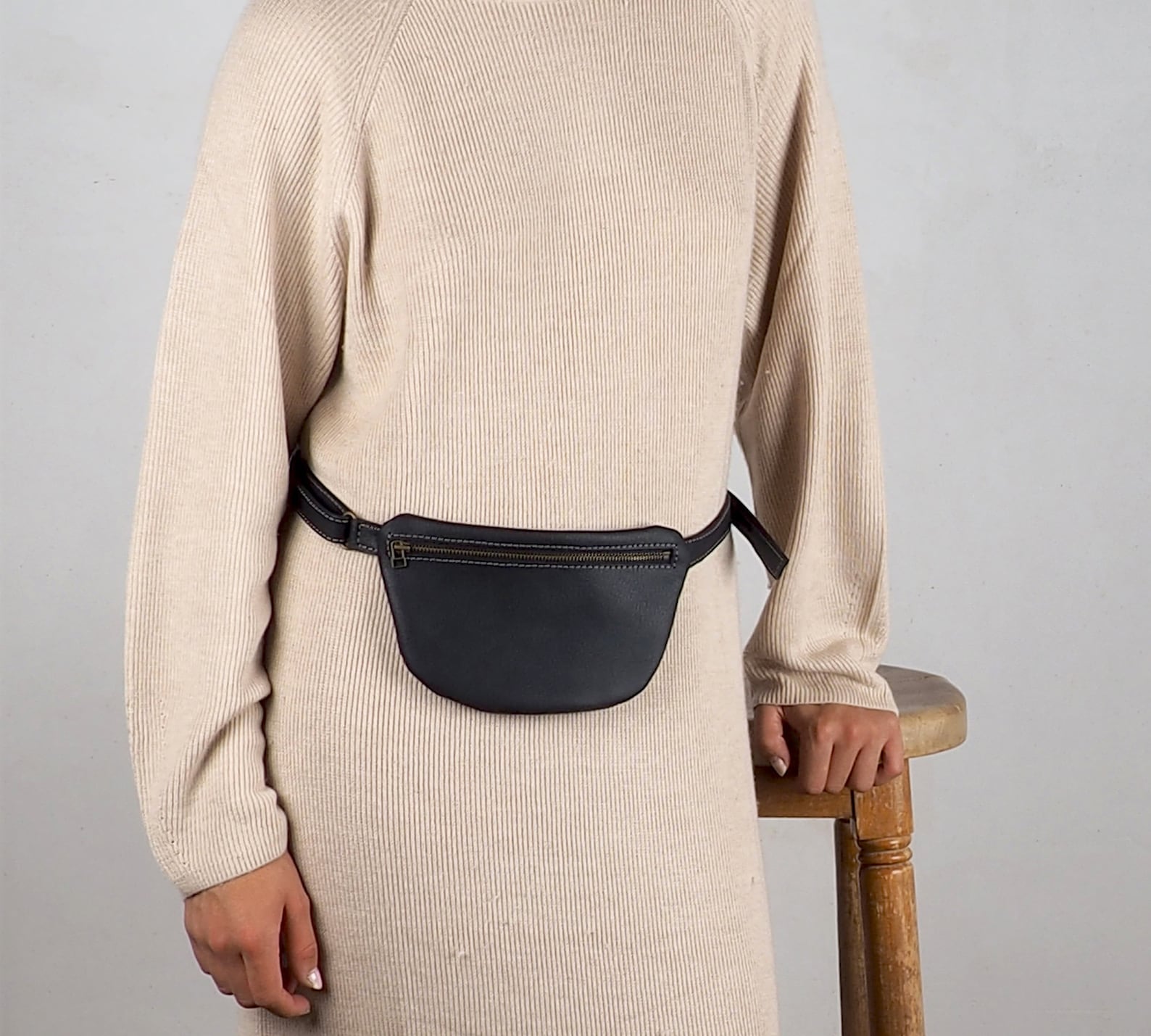 Small Leather Fanny Pack for women black leather Waist bag | Etsy