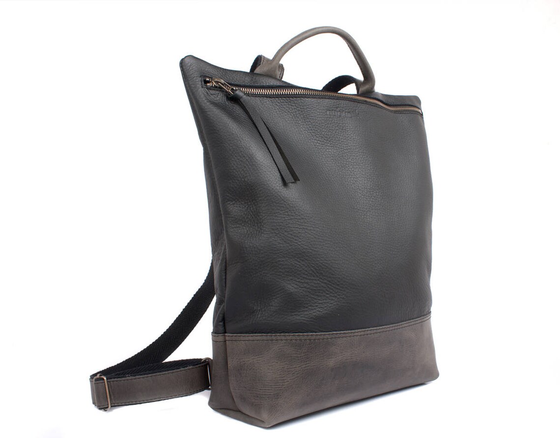 Gray Leather Backpack for Women Black Backpack Leather - Etsy