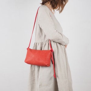 Small Red Leather Crossbody Bag, Minimalist Small Purse, Handmade Small ...