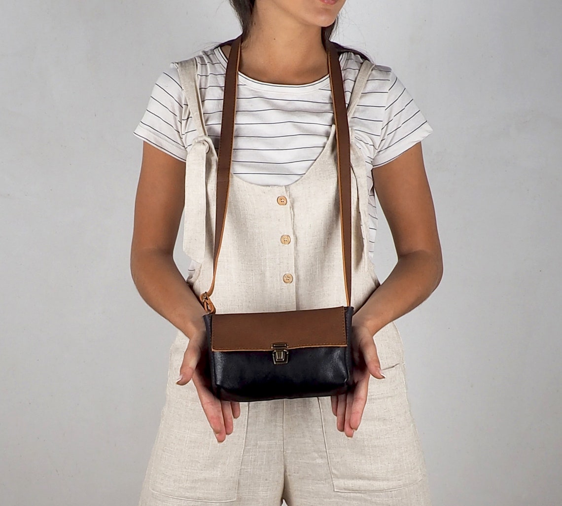 Black Leather Small Crossbody Bag for Women Retro Small | Etsy