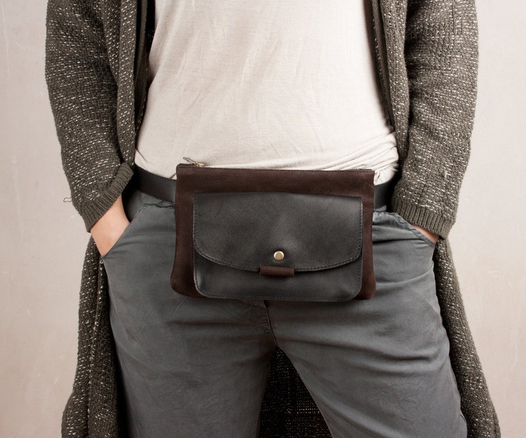 Leather Fanny Pack, Leather Waist Bag, Leather Flap Fanny Pack, Women ...
