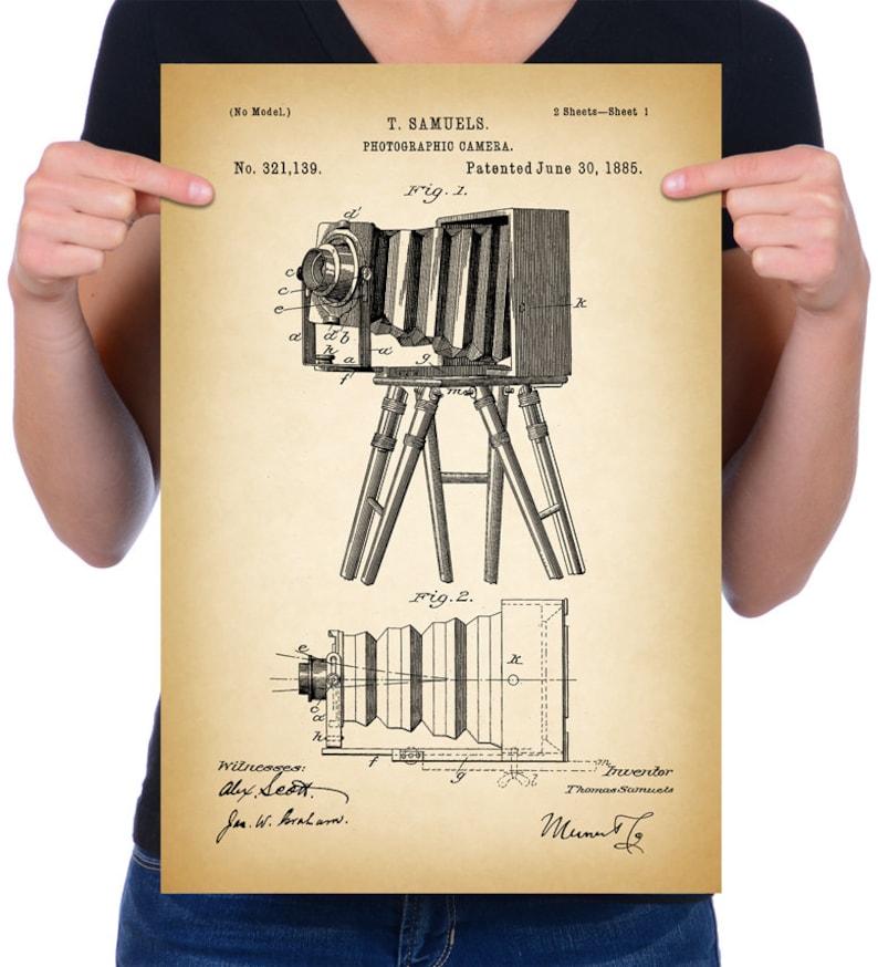 Vintage 1885 "photographic Camera" Patent Drawing, Retro Art Print ...