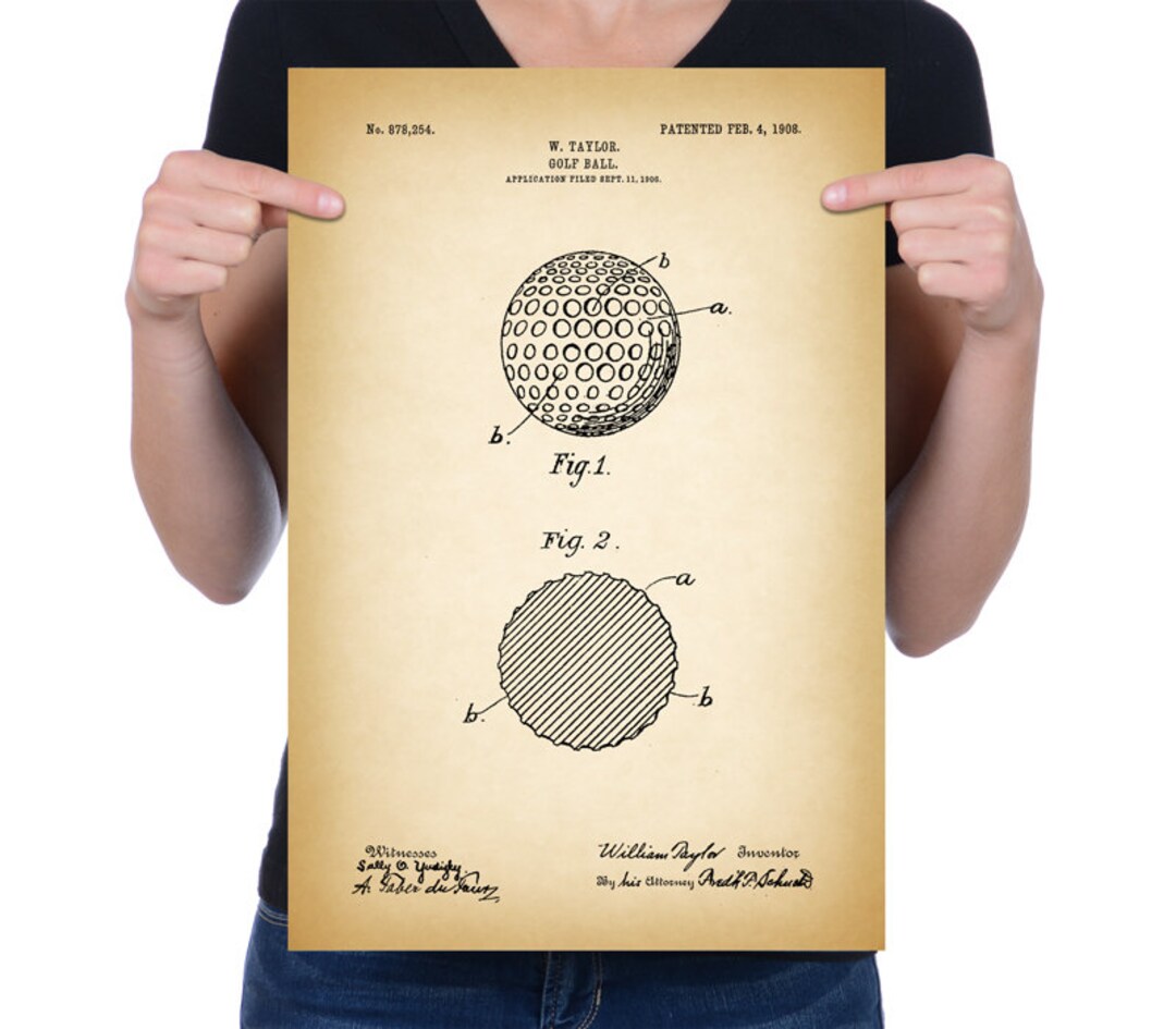 Vintage 1908 "golf Ball" Patent Drawing, Retro Art Print Poster, Canvas ...