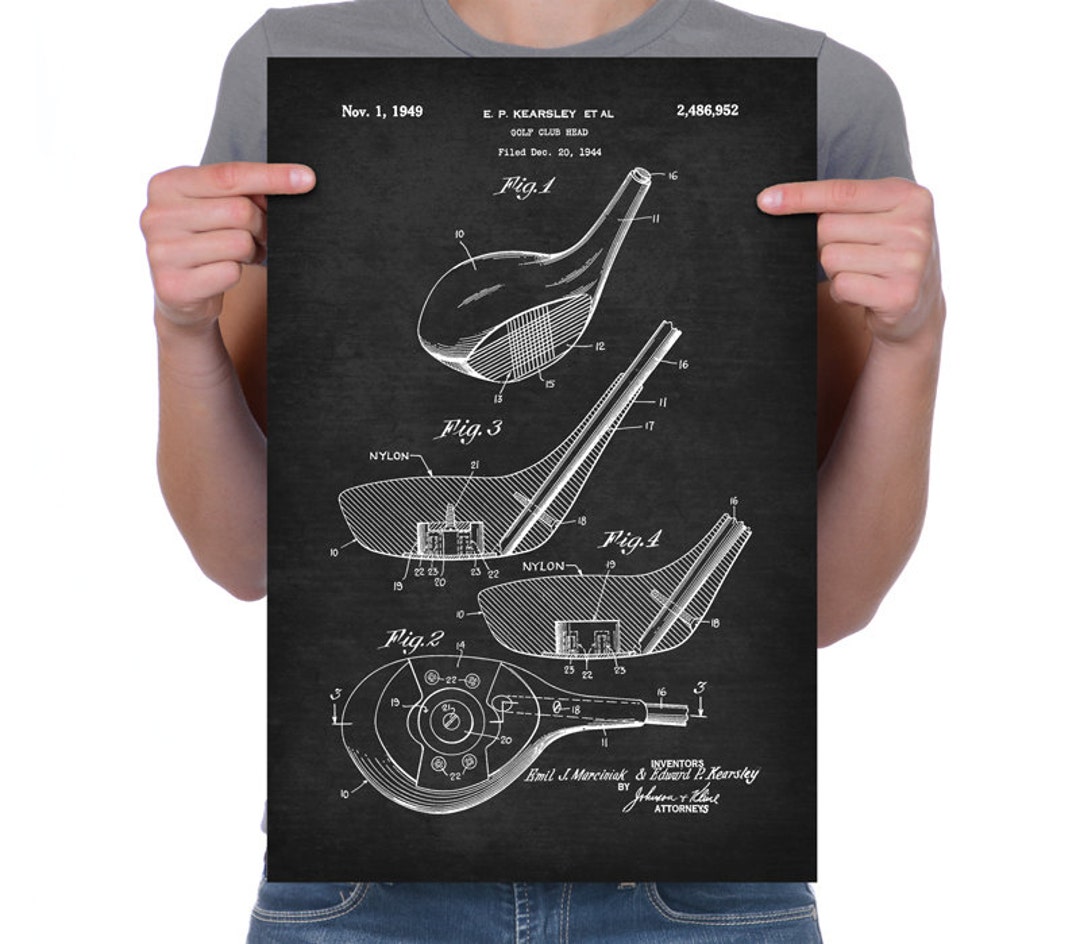 Vintage 1949 "golf Club Head" Patent Drawing, Retro Art Print Poster ...