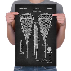Vintage 1950 "lacrosse Racquet" Patent Drawing, Retro Art Print Poster ...