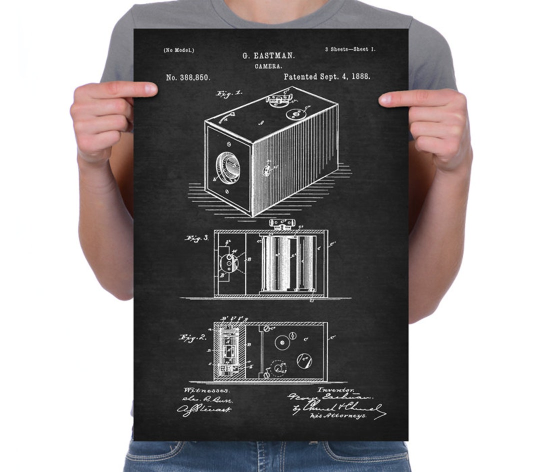 Vintage 1888 "camera" by George Eastman, Patent Drawing, Retro Art ...