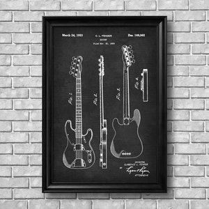 Vintage 1953 "guitar" by Clarence Fender, Patent Drawing, Retro Art ...
