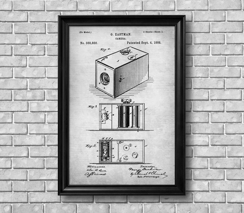 Vintage 1888 "camera" by George Eastman, Patent Drawing, Retro Art ...