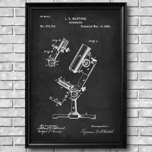Vintage 1883 "microscope" Patent Drawing, Retro Art Print Poster ...
