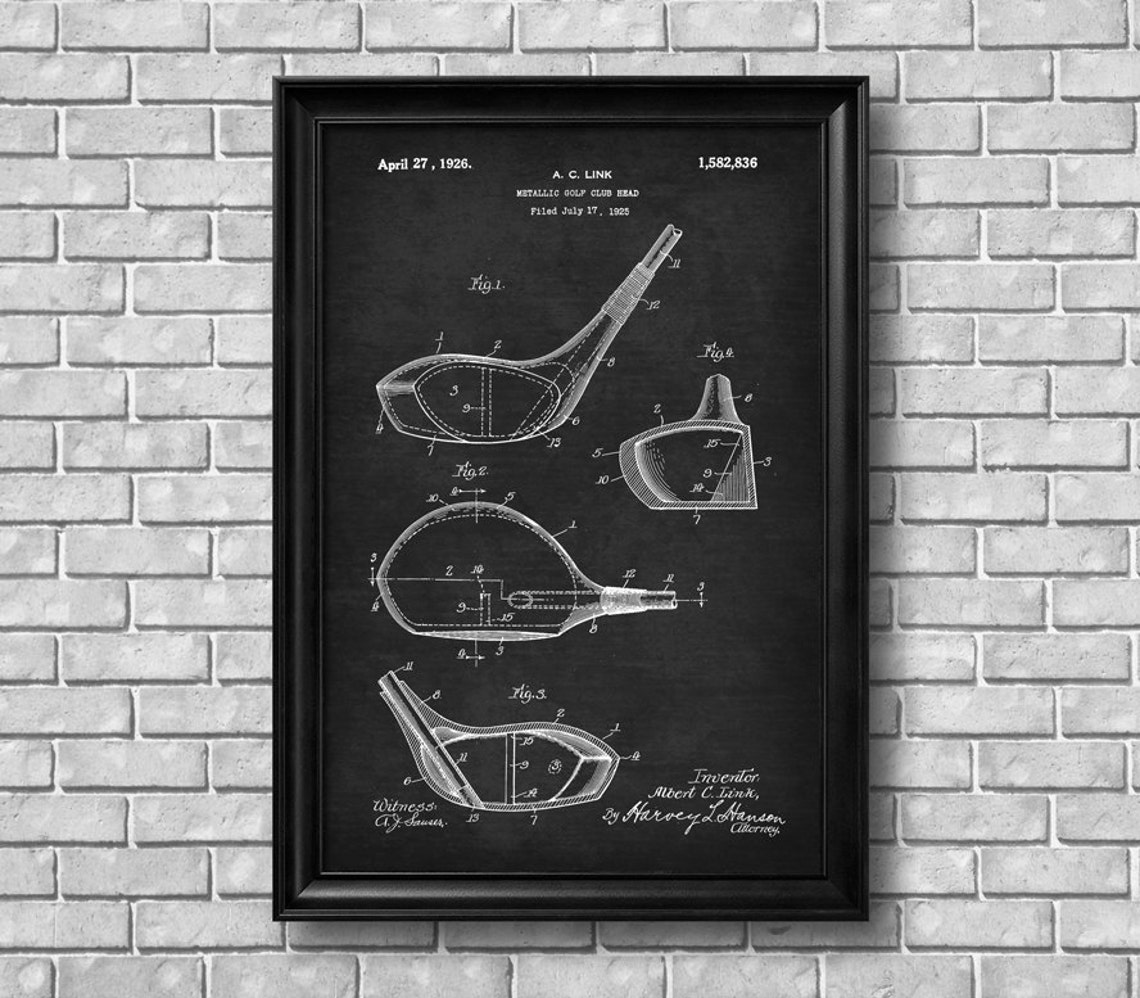 Vintage 1925 "golf Club Head" Patent Drawing, Retro Art Print Poster ...