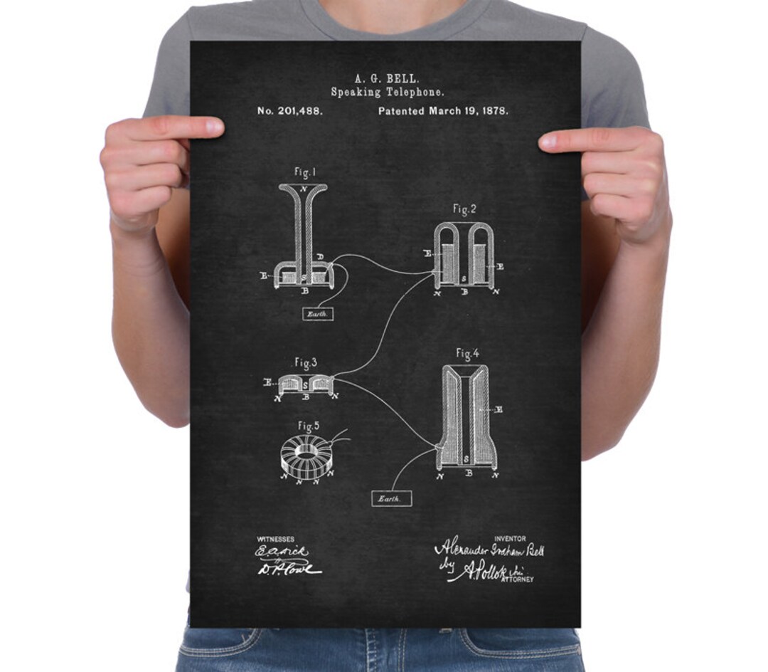 Vintage 1878 "speaking Telephone" by Alexander Bell, Patent Drawing ...