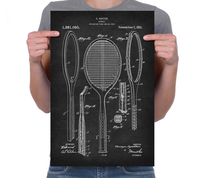 Vintage 1921 "racket" Patent Drawing, Retro Art Print Poster, Canvas ...