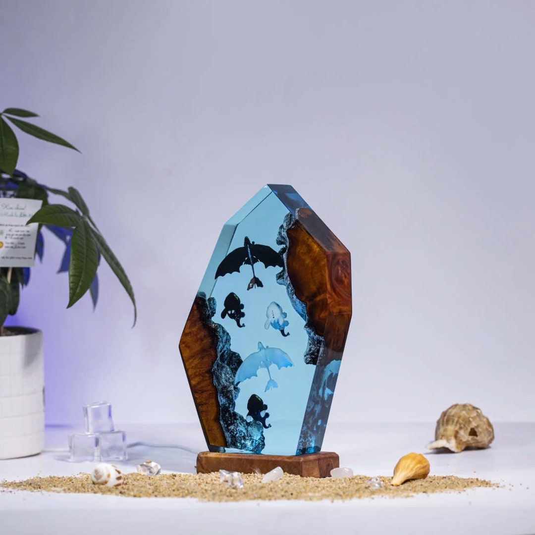 How to Train Your Dragon Toothless Light Epoxy Resin Wood Lamp Night ...