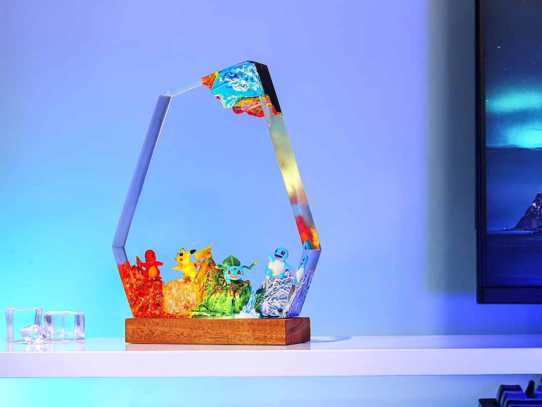Pokemon Epoxy Lamp Custom Pok.emon Night Light P.okem.on Resin Lamp ...