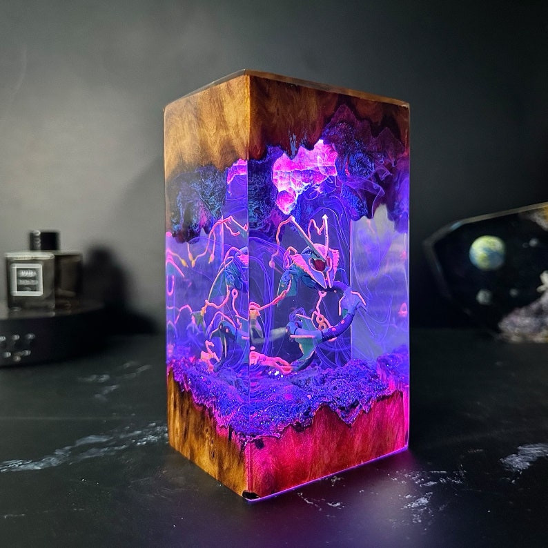 Rayquaza Mega Pokemon Lamp, Custom Epoxy Resin Lamp, Resin Night Light ...