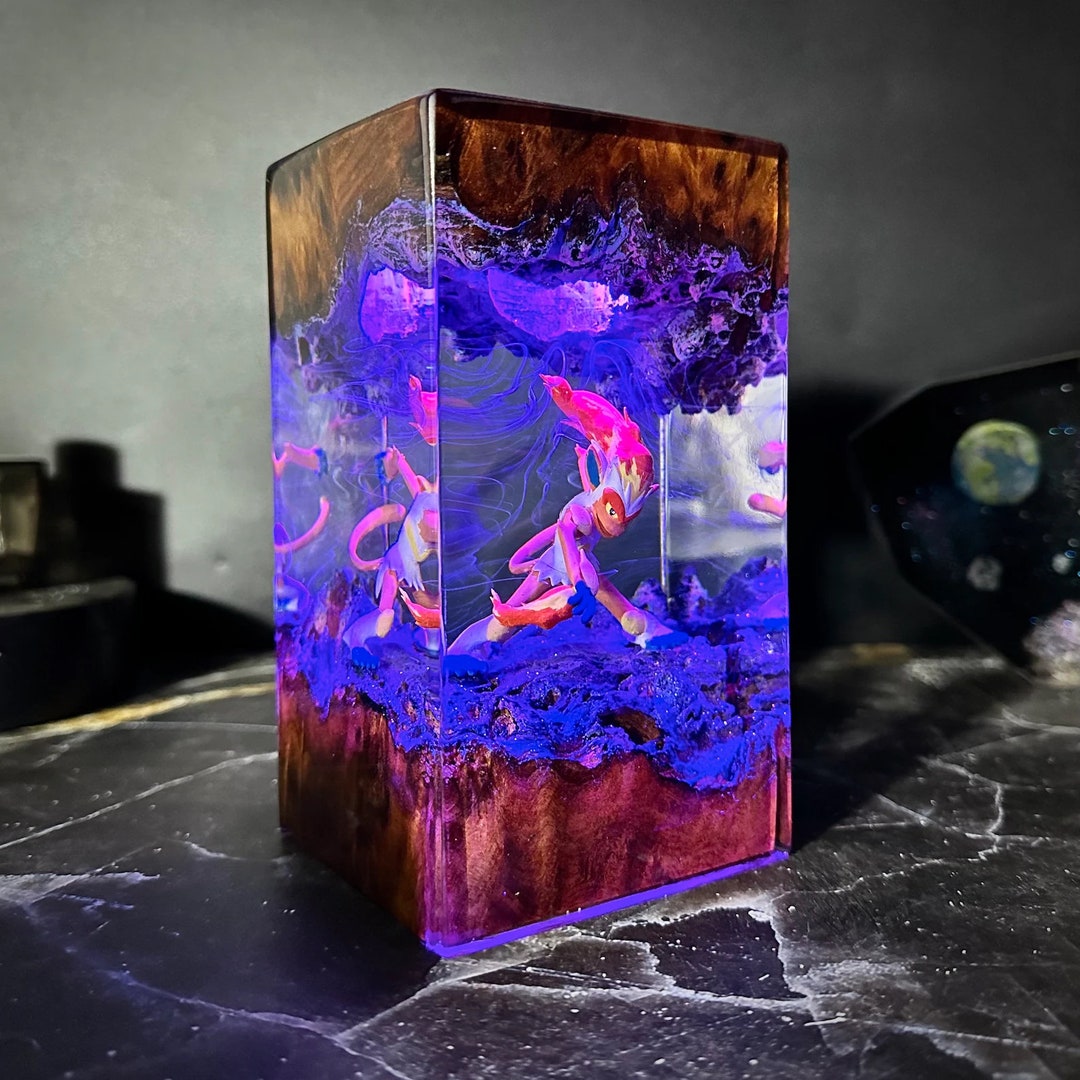 Custom INFERNAPE Resin Wood Lamp,art Diorama,epoxy Night Light,pokemon ...