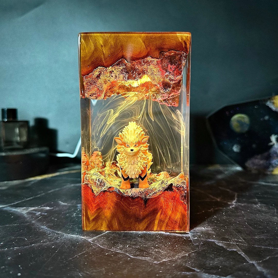 ARCANINE Pokemon Epoxy Lamp,wooden Night Light,custom Diorama for ...