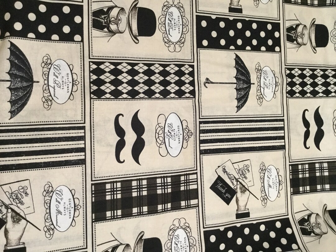 Manly/gentlemen Print Fabric - FUN - BTY - Etsy