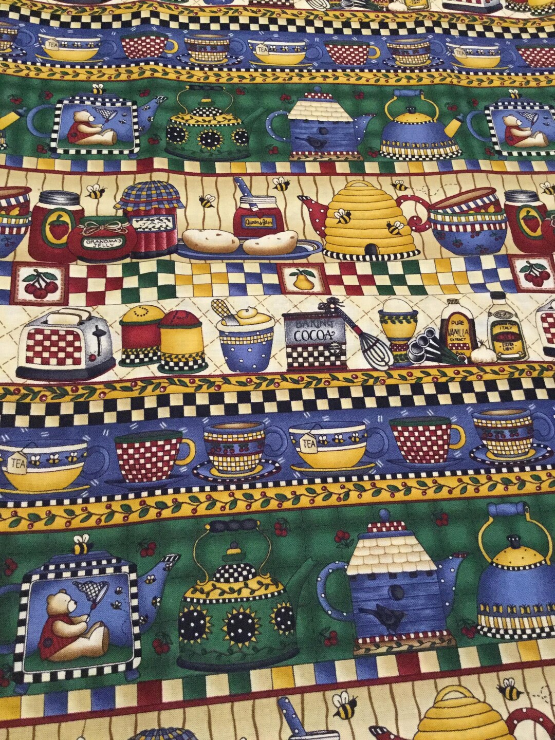 Debbie Mumm Border Stripe Kitchen Print Fabric - Last Piece! - Etsy