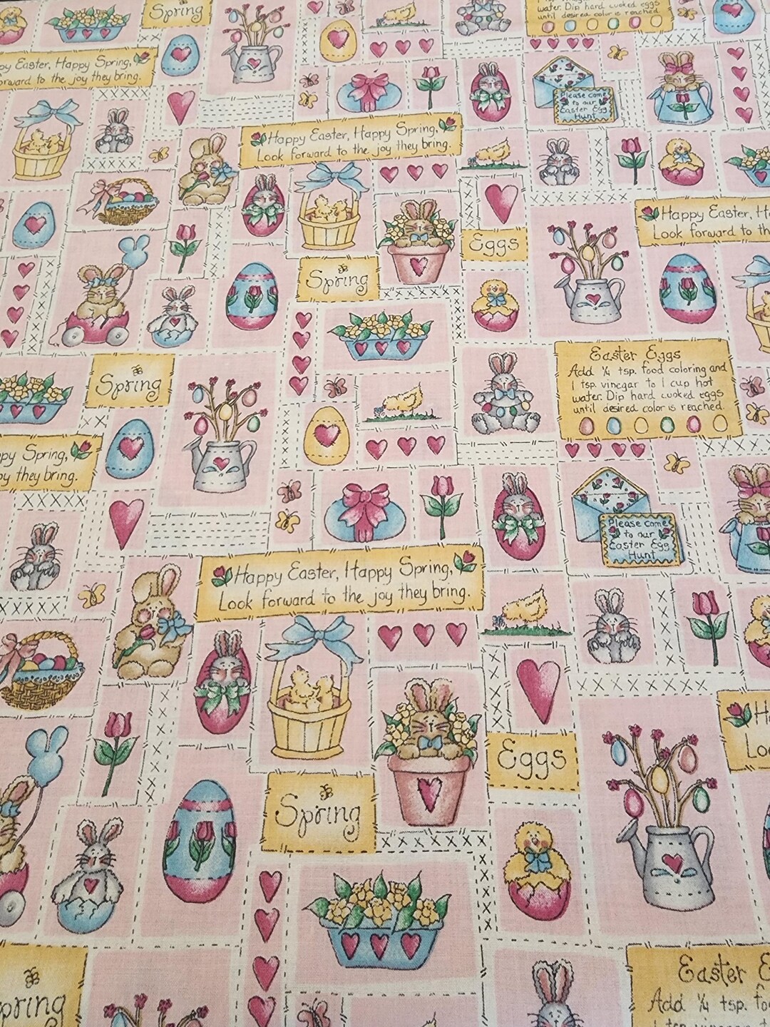 Dianna Marcum Easter Print Fabric - Pink - Vintage - BTY - Etsy