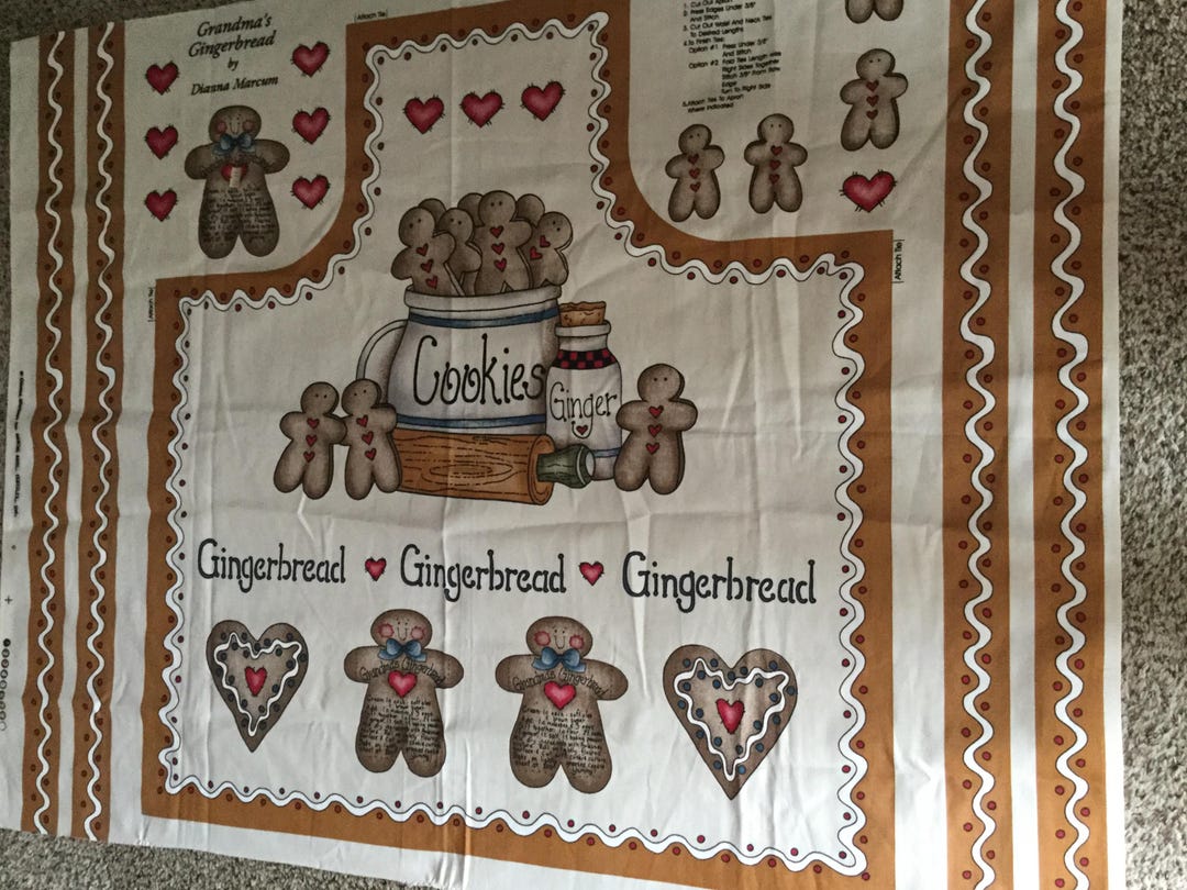Dianna Marcum Gingerbread Apron Fabric Sewing Panel Vintage - Etsy