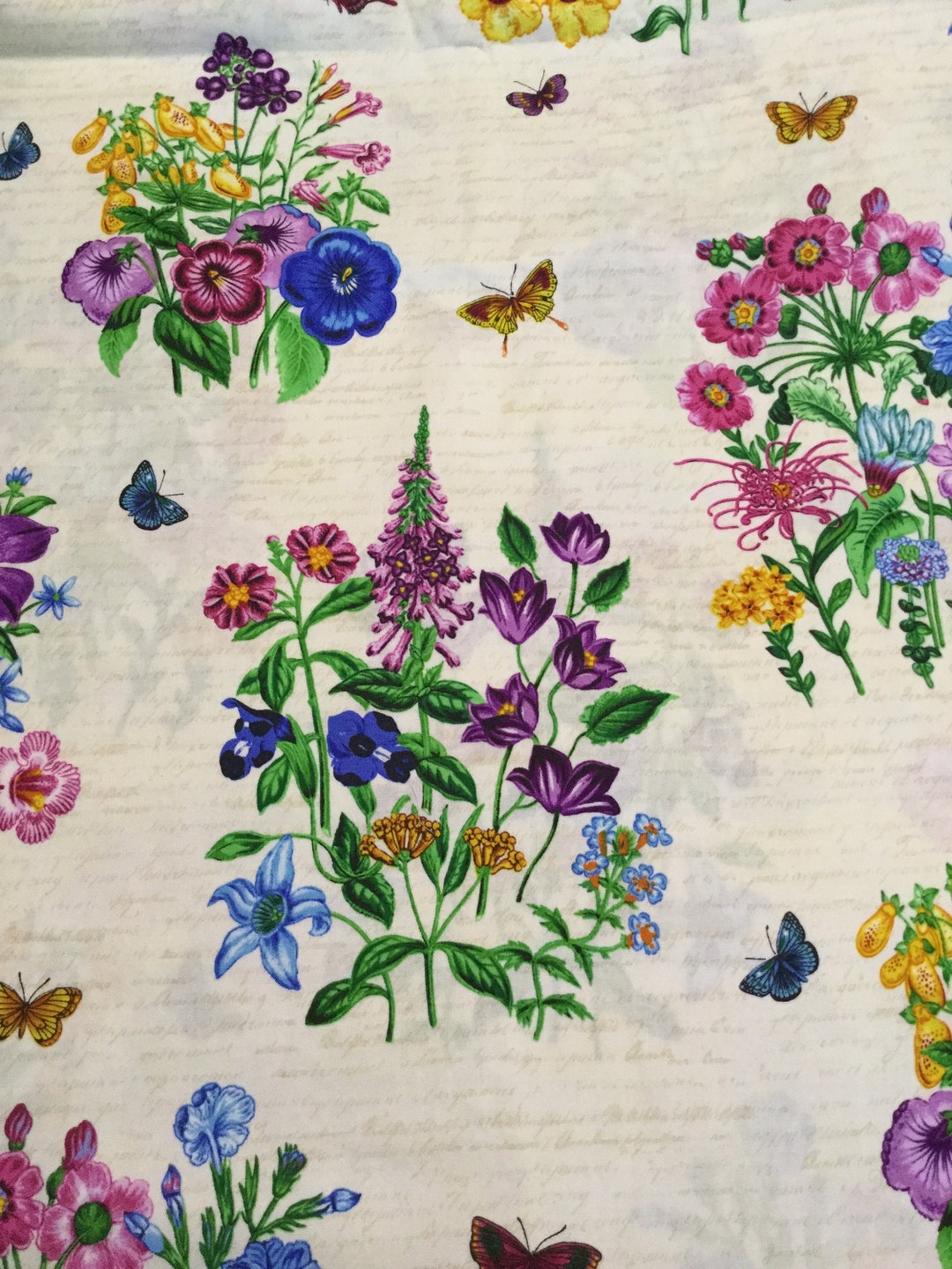 Beautiful Botanical Print Fabric LARGE Piece - Etsy