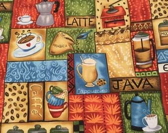 Coffee Themed Fabric - Etsy