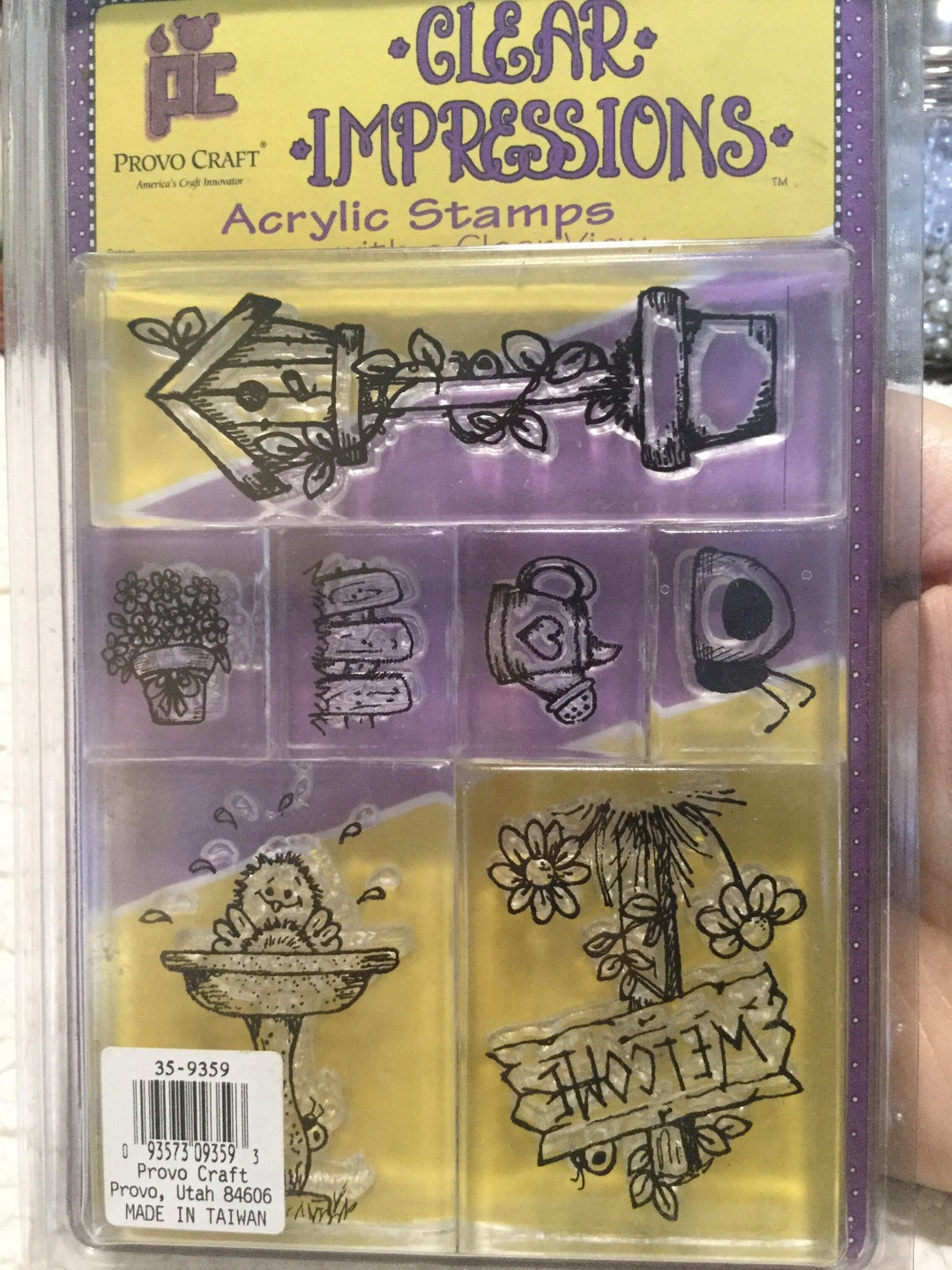 Clear Impressions Clear Acrylic Stamp Set - Garden Themed - 7 Different ...