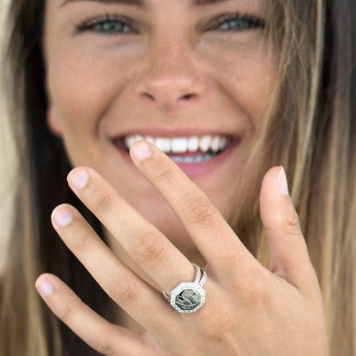 Monogram Sterling Silver Ring Monogram Ring Monogram Octagon | Etsy