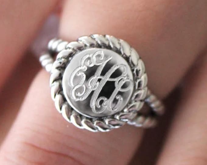 Monogrammed Ring, Personalized CZ Ring, Personalized Ring, Sterling ...