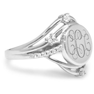 Sterling Silver Sapphire Twist Ring, Stackable Monogram Ring, 925 Monogram Ring, Initial Ring ...