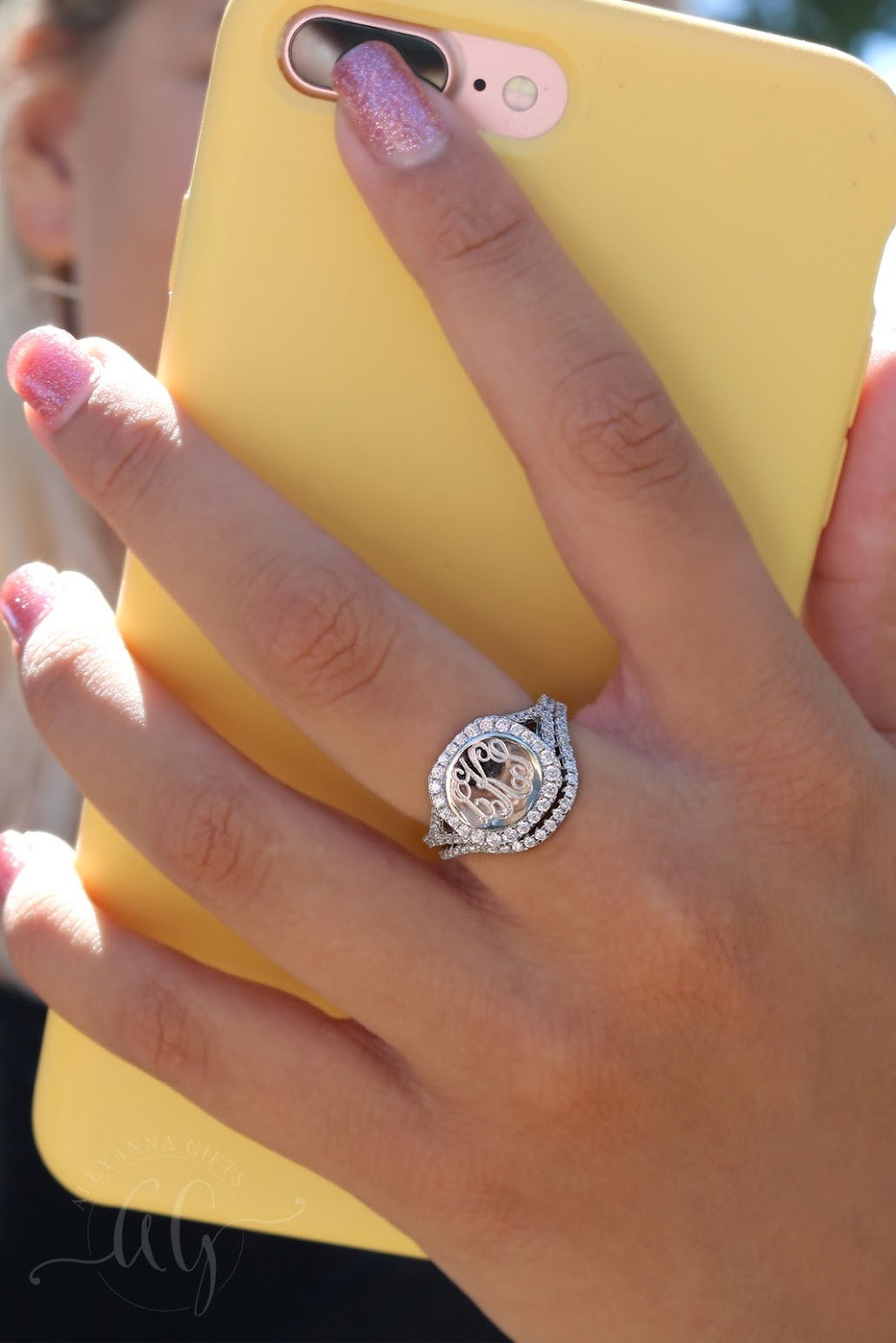 Sterling Silver Monogram Ring, Stackable Monogram Ring, 925 Monogram ...