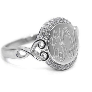 Sterling Silver Sweet Heart Ring, Sterling Silver Monogram Ring, Initials Ring, Personalized ...
