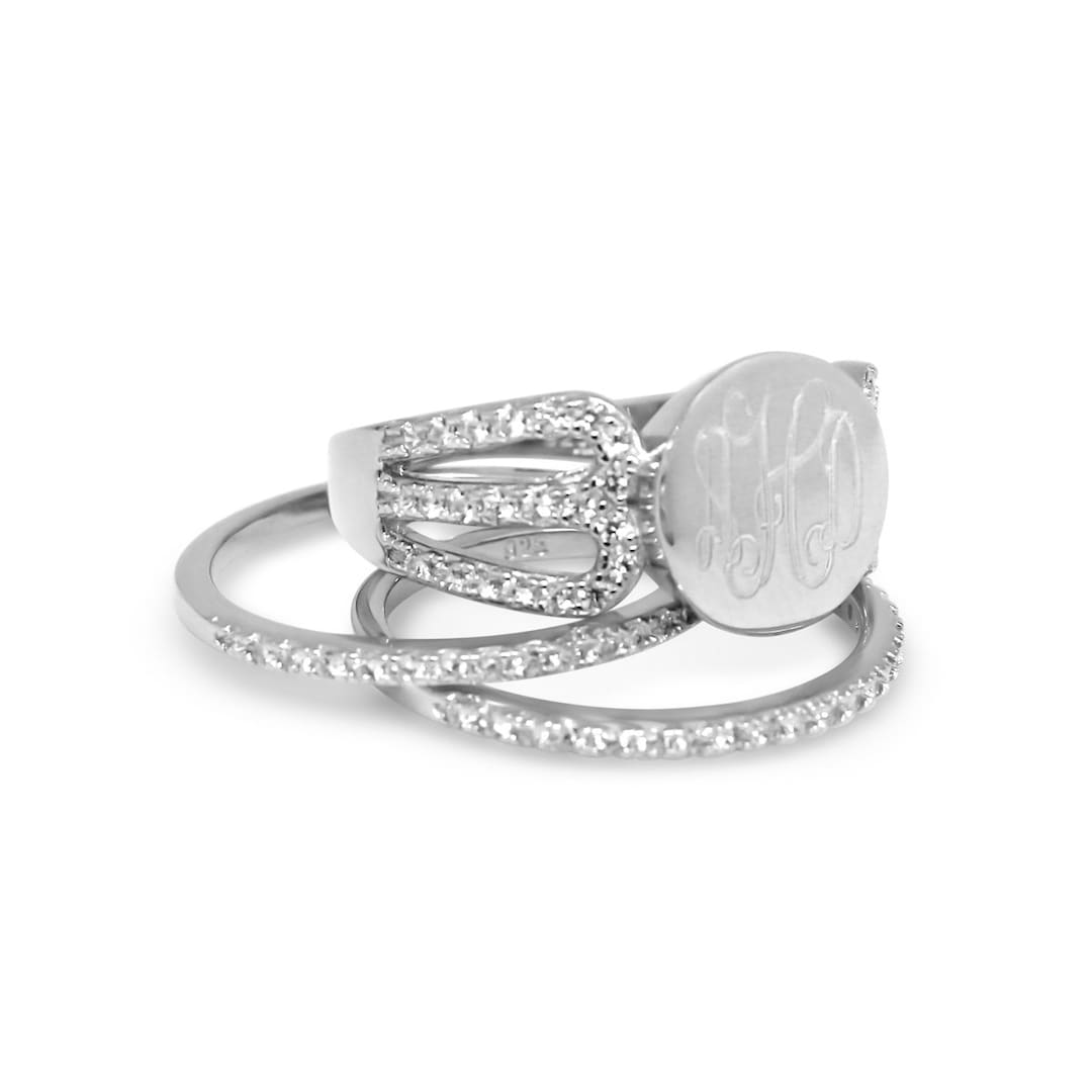 Personalized Sterling Silver Monogram Stackable Ring - Custom Initials ...