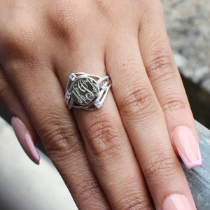 Sterling Silver Sapphire Twist Ring, Stackable Monogram Ring, 925 Monogram Ring, Initial Ring ...