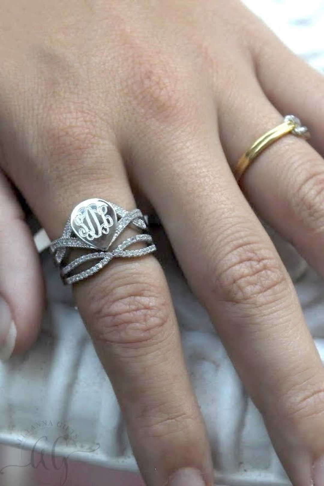 Sterling Silver Monogram Stackable Ring, Sterling Silver Stackable ...