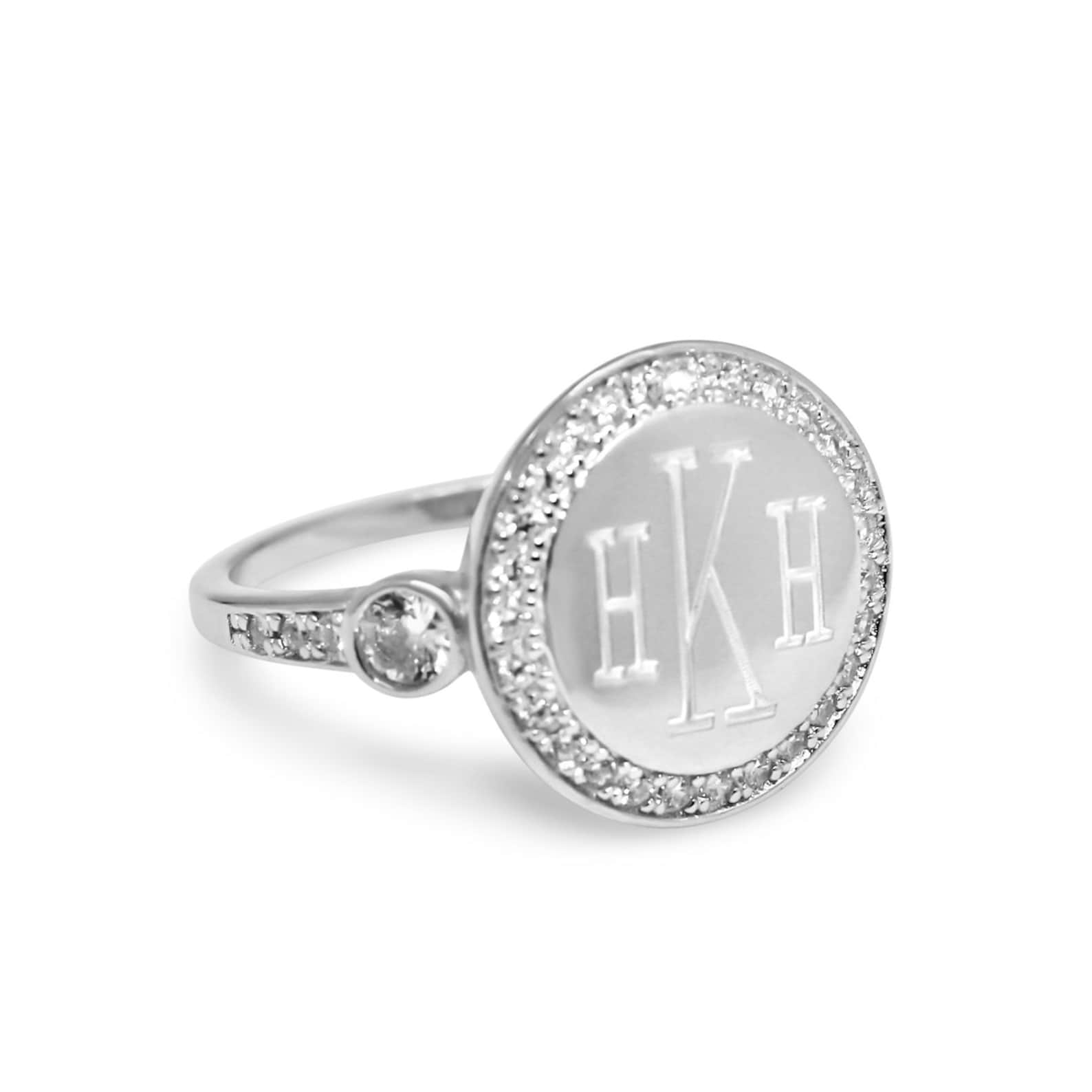 Engravable Sterling Silver 925 Logan Ring, Monogram Ring, Initials Ring ...