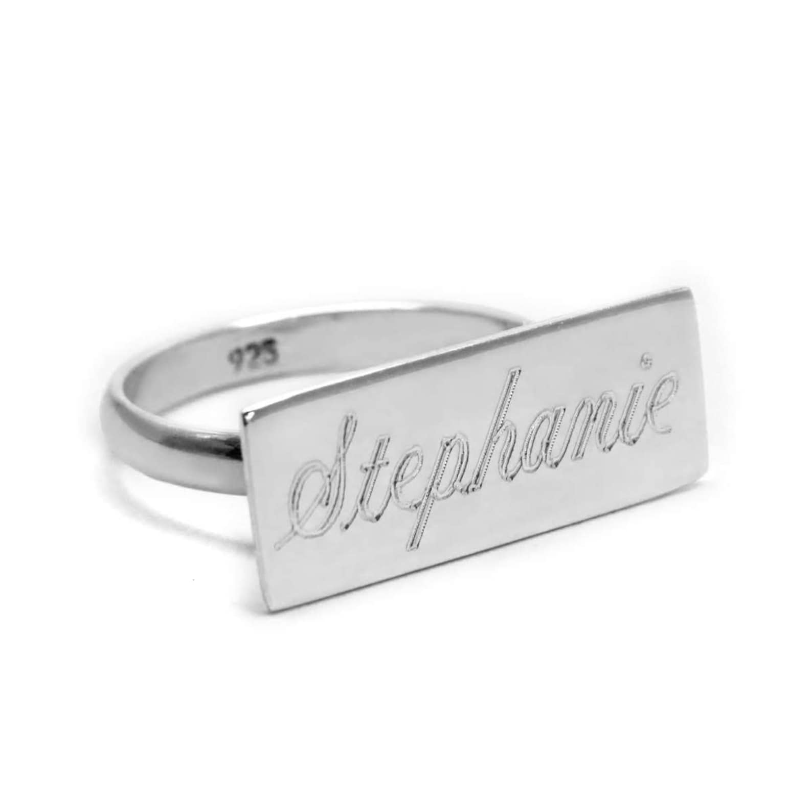 Sterling Silver Name Ring, Sterling Silver Bar Ring, Monogram Sterling ...