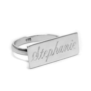Sterling Silver Name Ring, Sterling Silver Bar Ring, Monogram Sterling ...