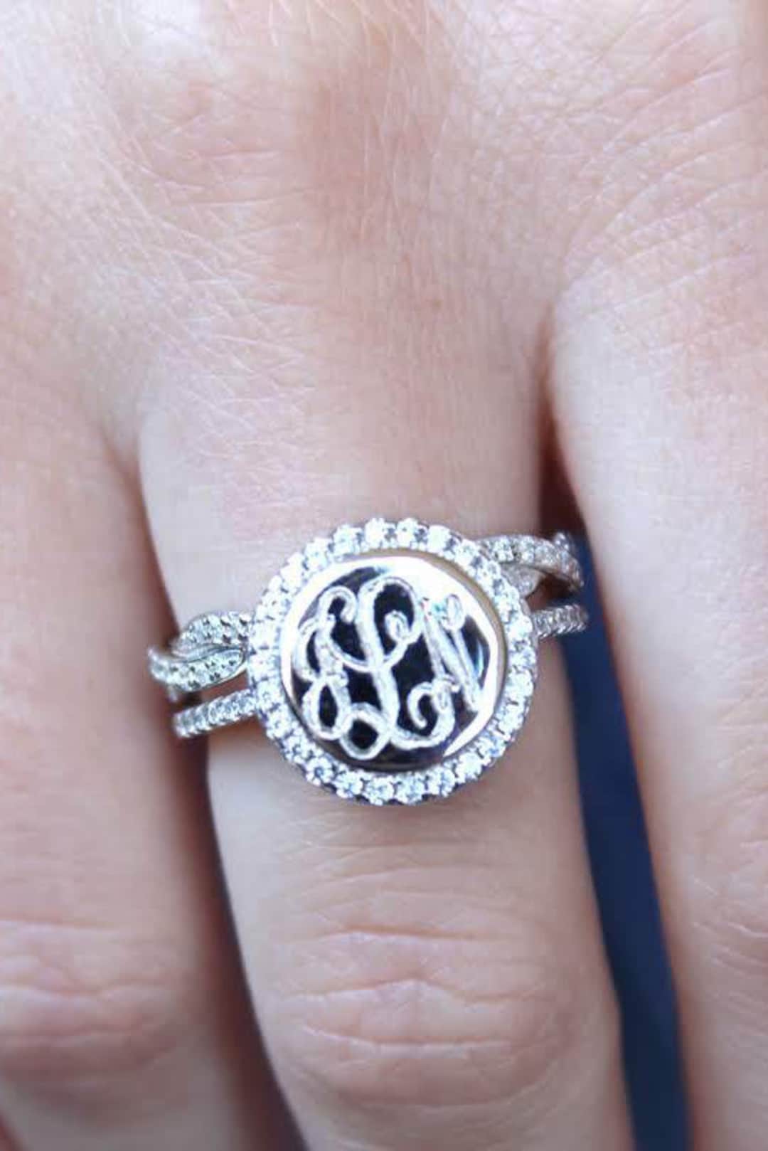 Sterling Silver Monogram Stackable Ring, Sterling Silver Stackable Rings, Sterling Silver Sara ...