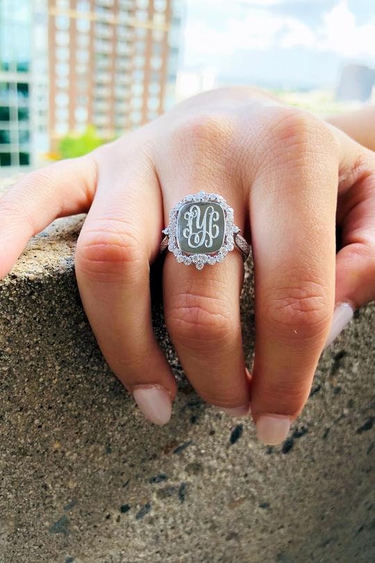 Monogram Sterling Silver Royal CZ Ring | Etsy