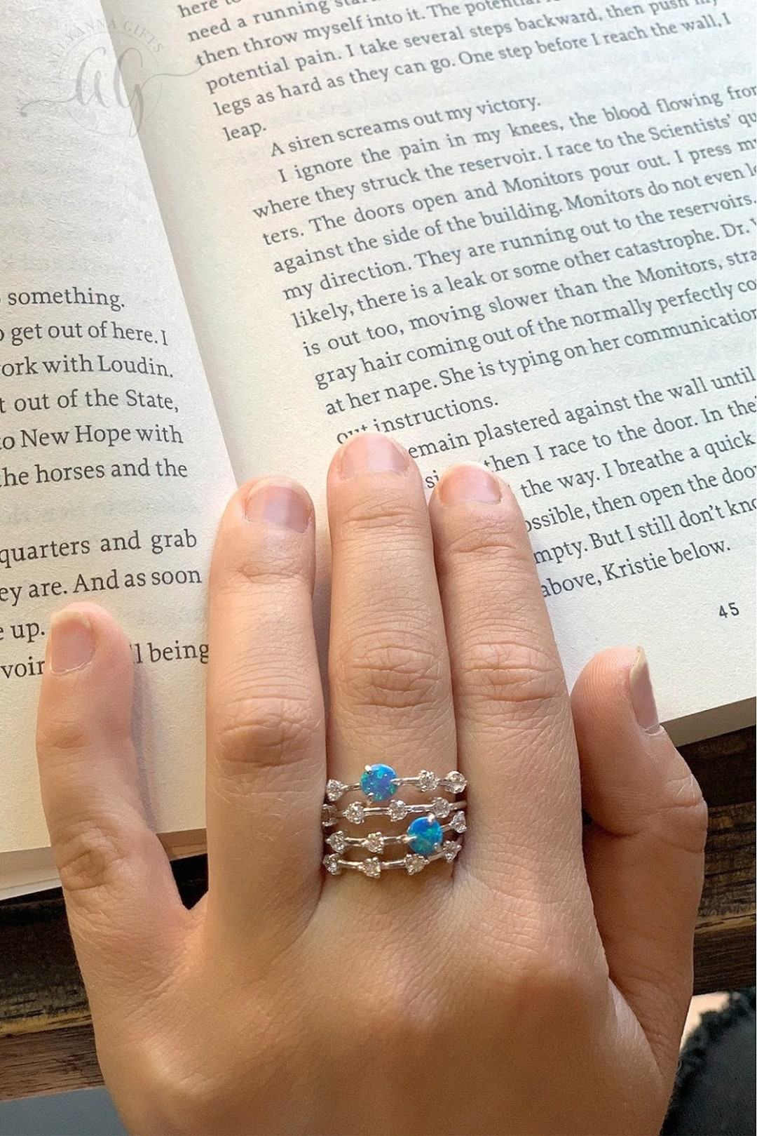 Blue Opal Stacking Ring Set, Sterling Silver Stacking Ring Set ...