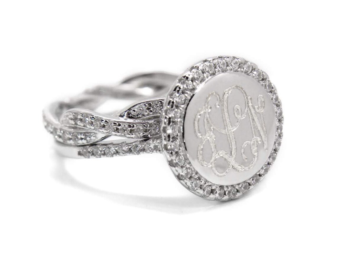 Sterling Silver Monogram Stackable Ring Sterling Silver - Etsy
