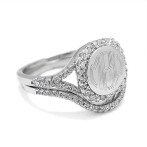 Sterling Silver Monogram Ring, Stackable Monogram Ring, 925 Monogram Ring, Initial Ring, Dainty ...