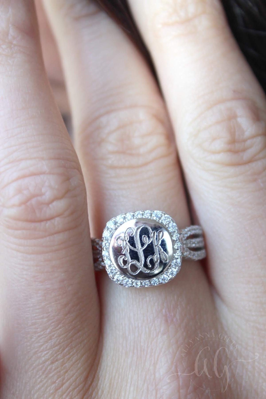 Sterling Silver Monogram Ring, Sterling Silver Initial Ring ...