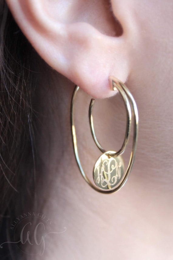Monogram hoop earrings store